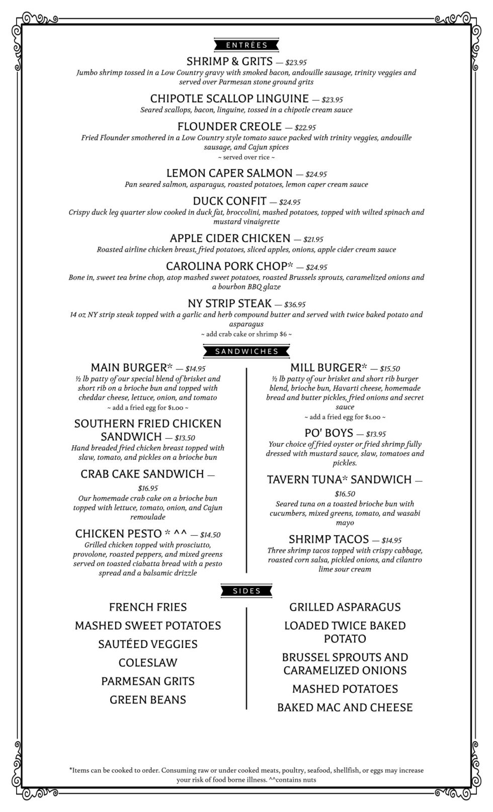 Browse the Sandwich, Entree, Kids' and Drinks Menus at Main & Mill ...