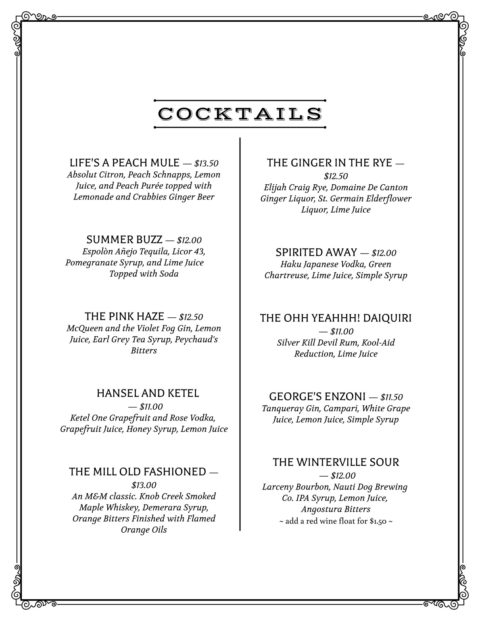 Browse the Sandwich, Entree, Kids' and Drinks Menus at Main & Mill ...