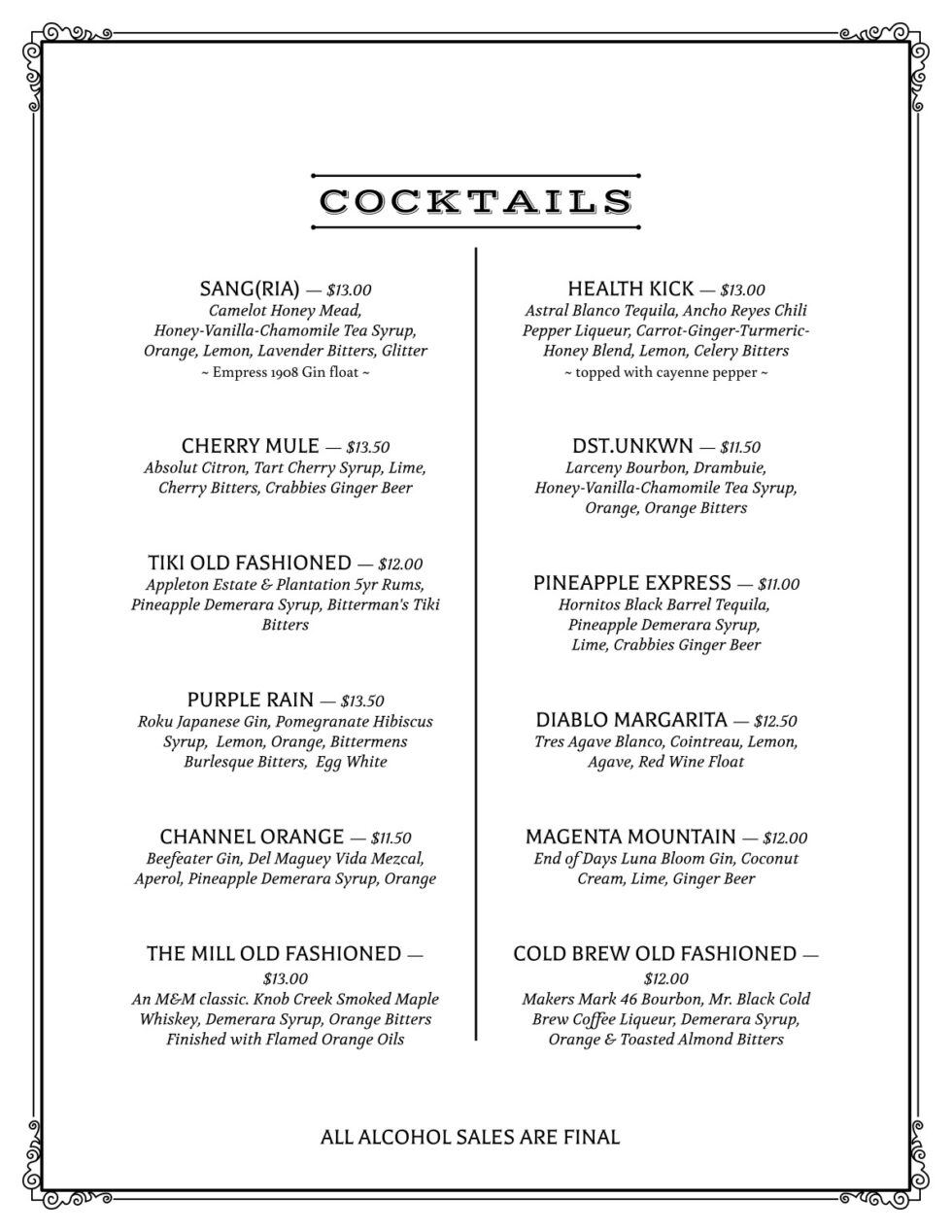 Browse the Sandwich, Entree, Kids' and Drinks Menus at Main & Mill ...