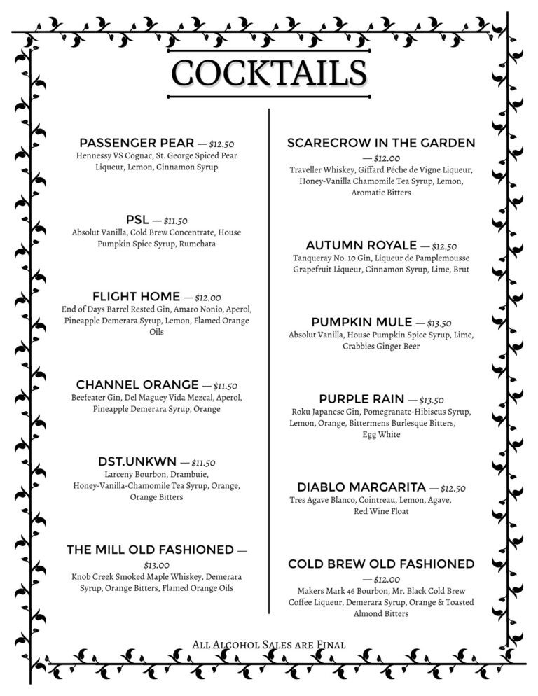 Browse the Sandwich, Entree, Kids' and Drinks Menus at Main & Mill ...