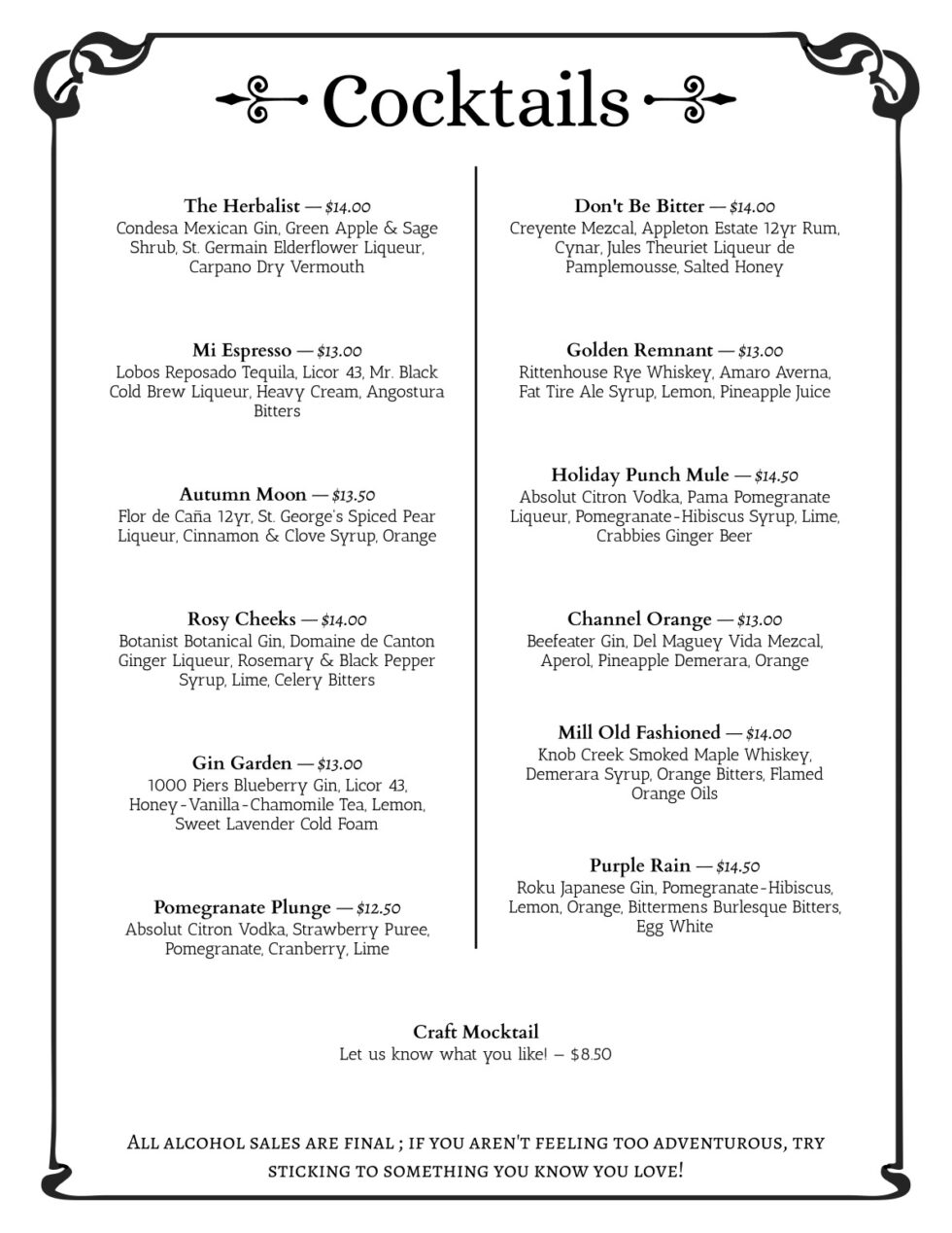 Browse the Sandwich, Entree, Kids' and Drinks Menus at Main & Mill ...